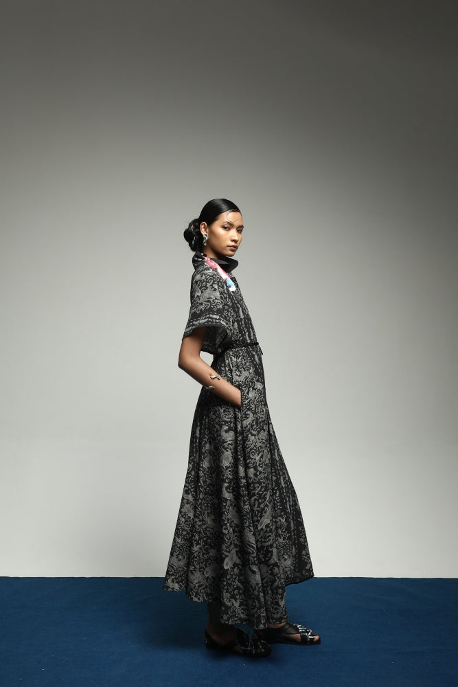 PURANA HIGH NECK DRESS FULL MOTIF TROPIPELAGO JUNGLE - BLACK – Purana ...